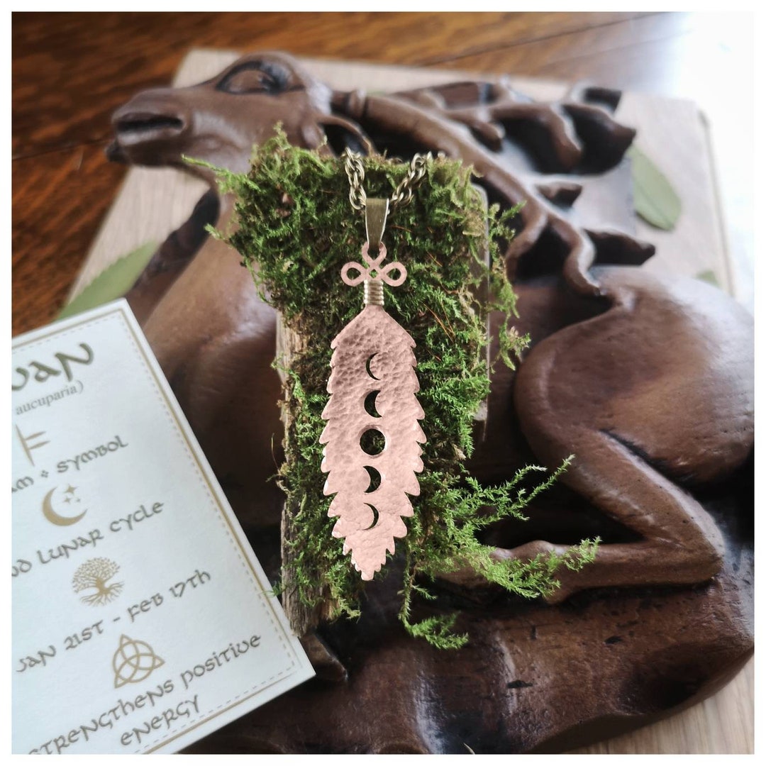 Rowan Tree Leaf Copper Lunar Moon Phase Celtic Knot Boho - Etsy