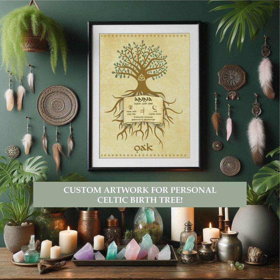 Personalised Celtic Ogham Tree Art | Baby Birth Date Birthday Spirit ...