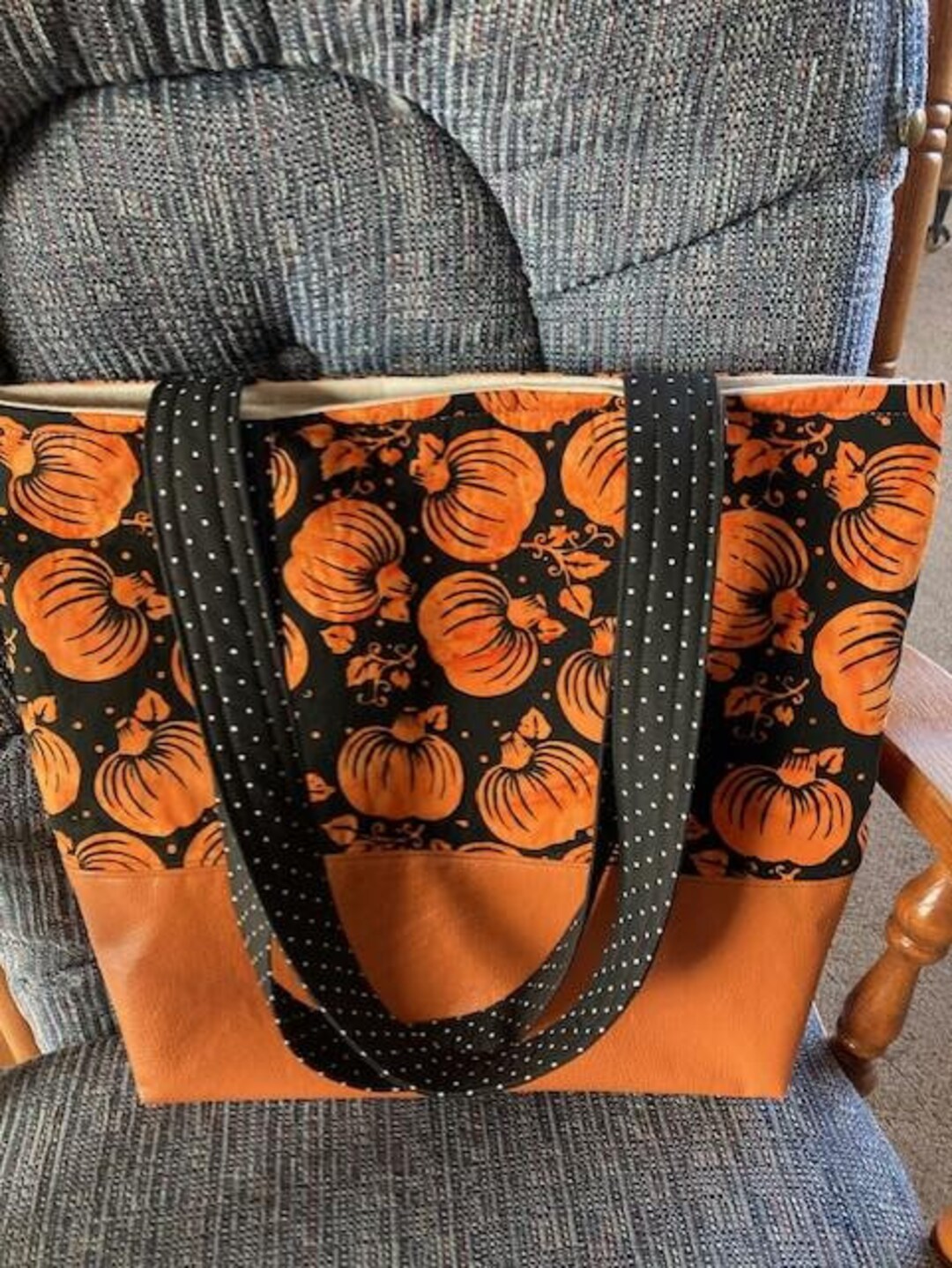 Fall Tote Bag - Pumpkin Tote Bag - Large Tote Bag - Pumpkin Shoulder ...