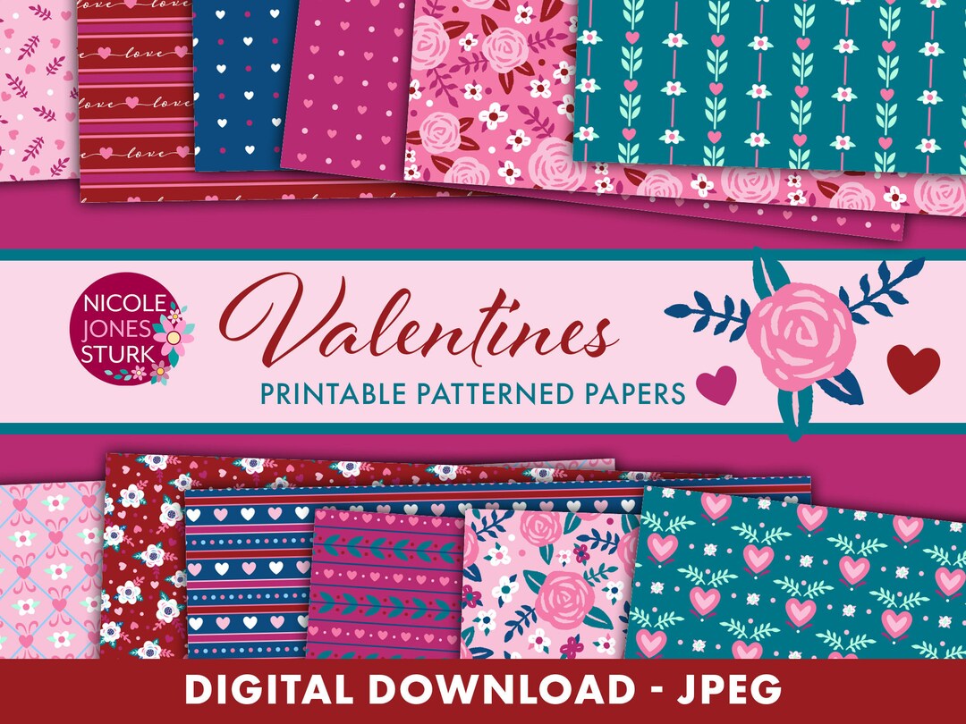 Valentines Digital Paper Pack / 18 Papers / JPEG / Digital Files ...