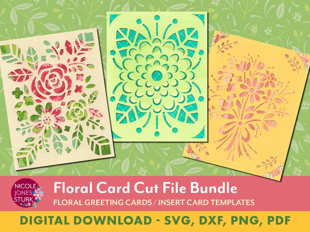 Floral Card SVG Cut Files Bundle / Insert Card / Greeting Card / Svg ...