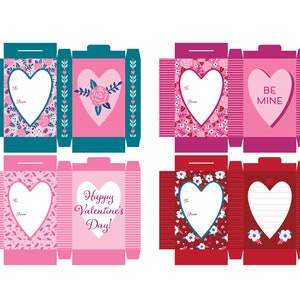 Valentines Heart Candy Boxes / Printable Craft / PDF and PNG / Digital ...