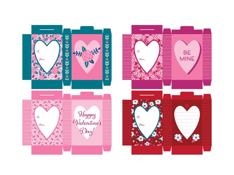 Valentines Heart Candy Boxes / Printable Craft / PDF and PNG / | Etsy