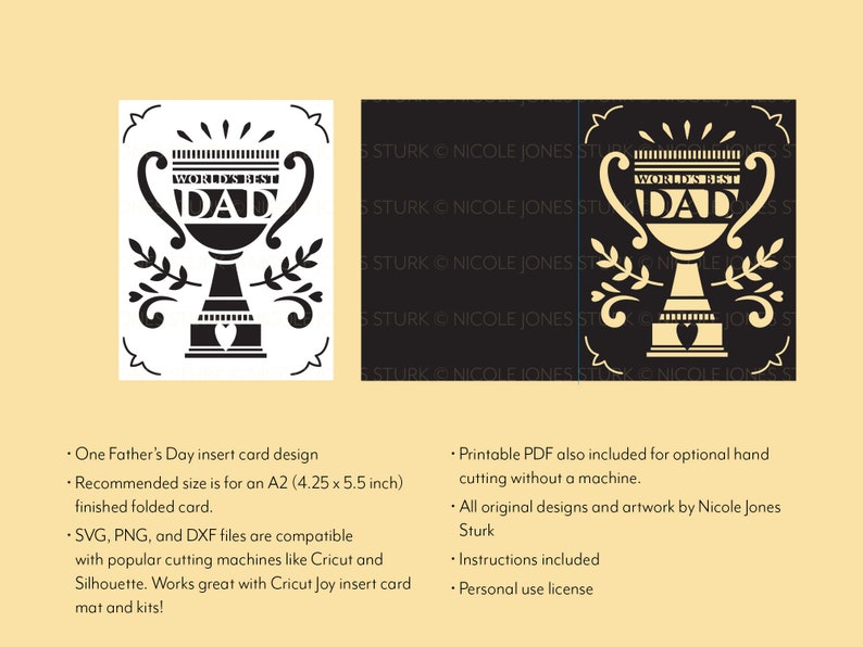 World's Best Dad Trophy Father's Day Insert Card SVG - Etsy
