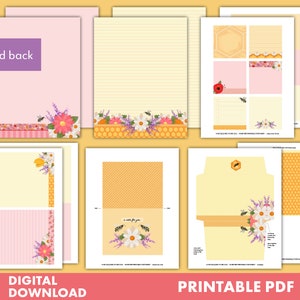 Honeybee Printable Stationery Set / Bee Printables / Papers, Sticky ...