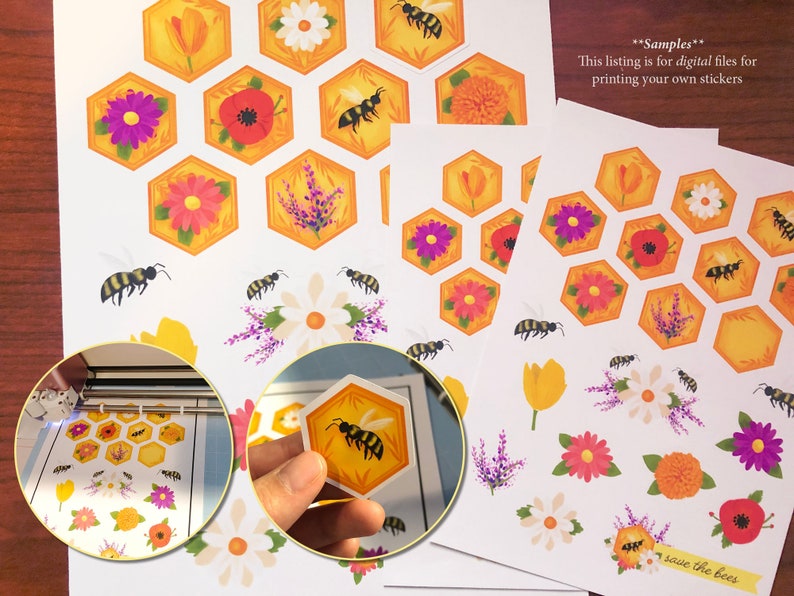 Honeybee Printable Stickers and Tapes / Bee Sticker Sheets and | Etsy