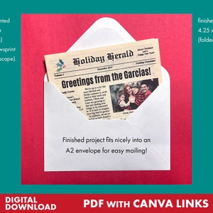 Mini Newspaper Template for Canva / Family Newsletter Template and ...