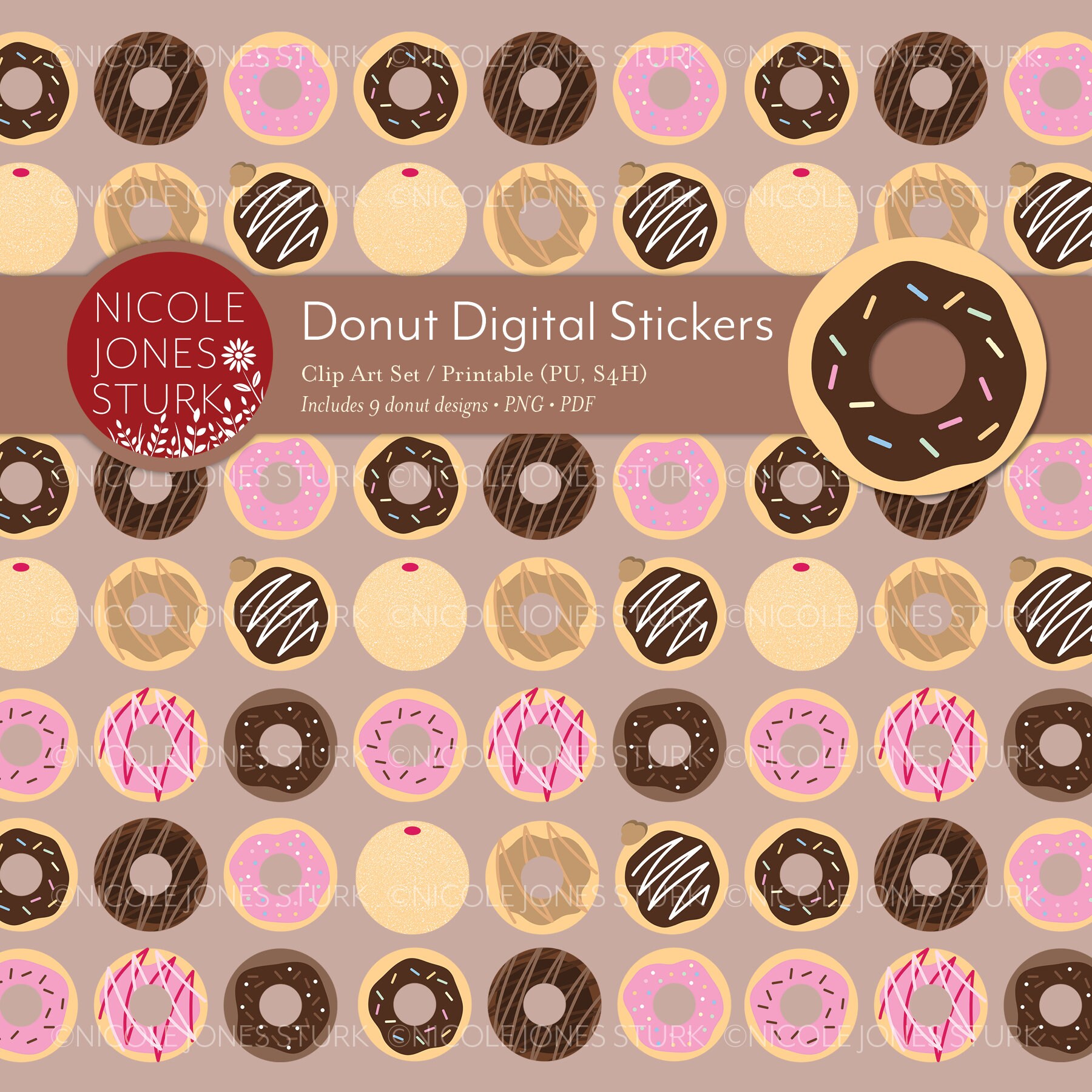 Donut Printable Stickers / clip art / digital scrapbook | Etsy