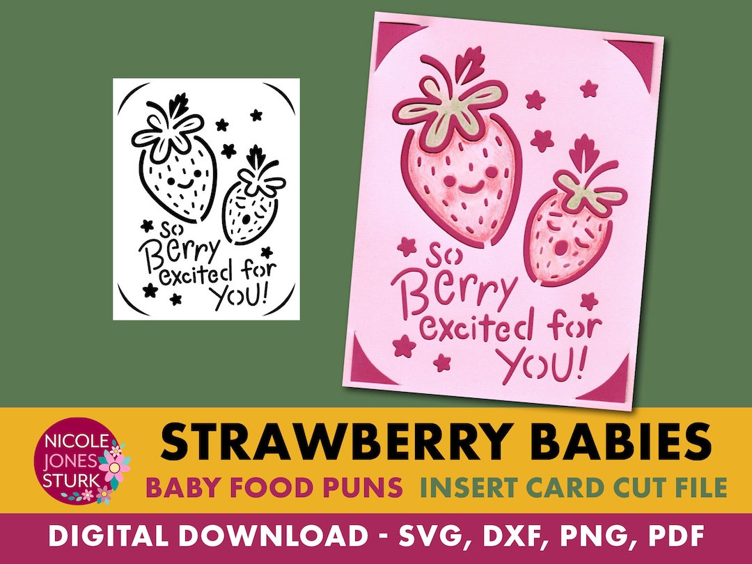 Strawberry Babies Insert Card Cut File / SVG Card Template / Twin or ...