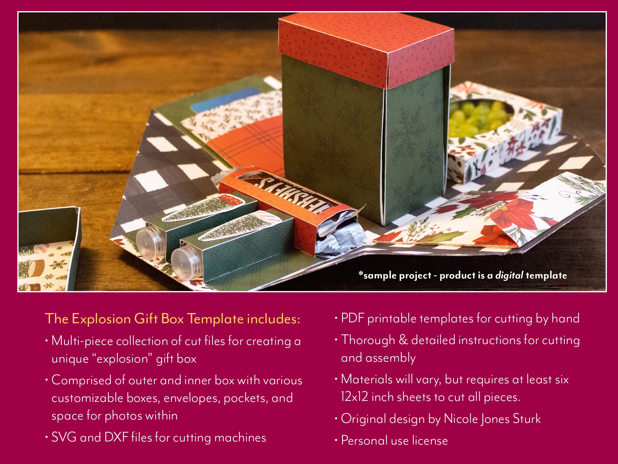 Explosion Gift Box Template / Cut Files / Printable Templates - Etsy