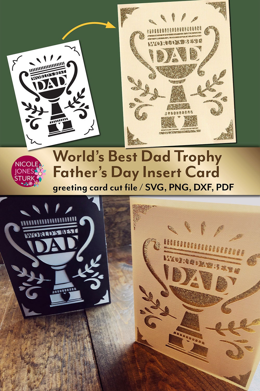 World's Best Dad Trophy Father's Day Insert Card SVG Cut Files / Insert ...