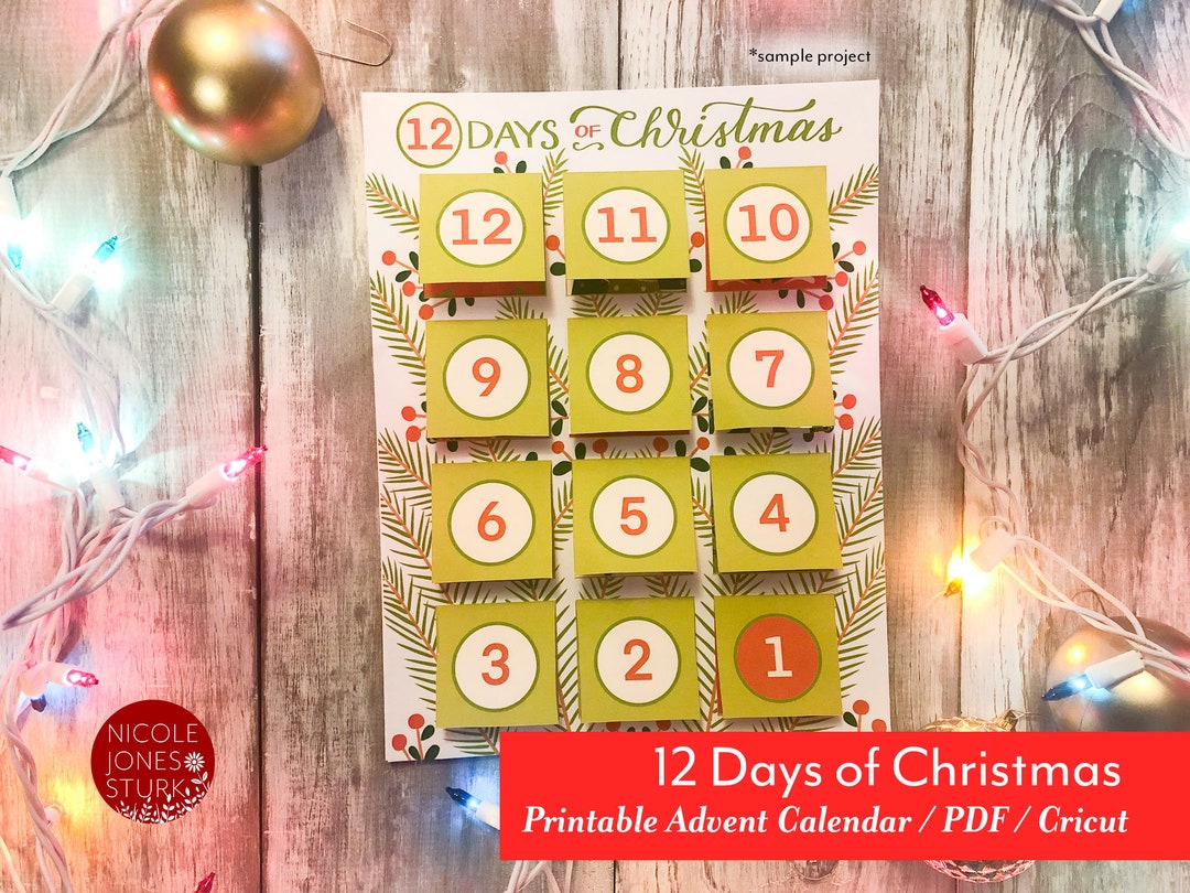 12 Days of Christmas / Floral Printable Christmas Advent Calendar / PDF ...