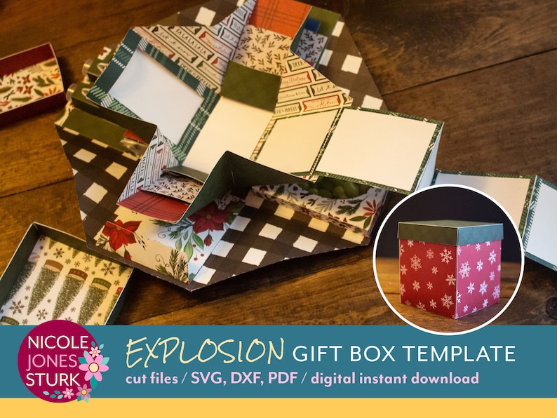 Explosion Gift Box Template / Cut Files / Printable Templates - Etsy ...