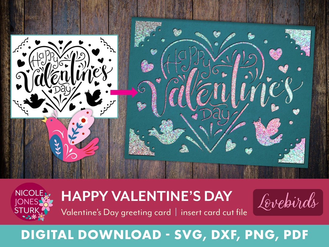 Happy Valentine's Day Insert Card Cut File / Valentine's Day SVG ...