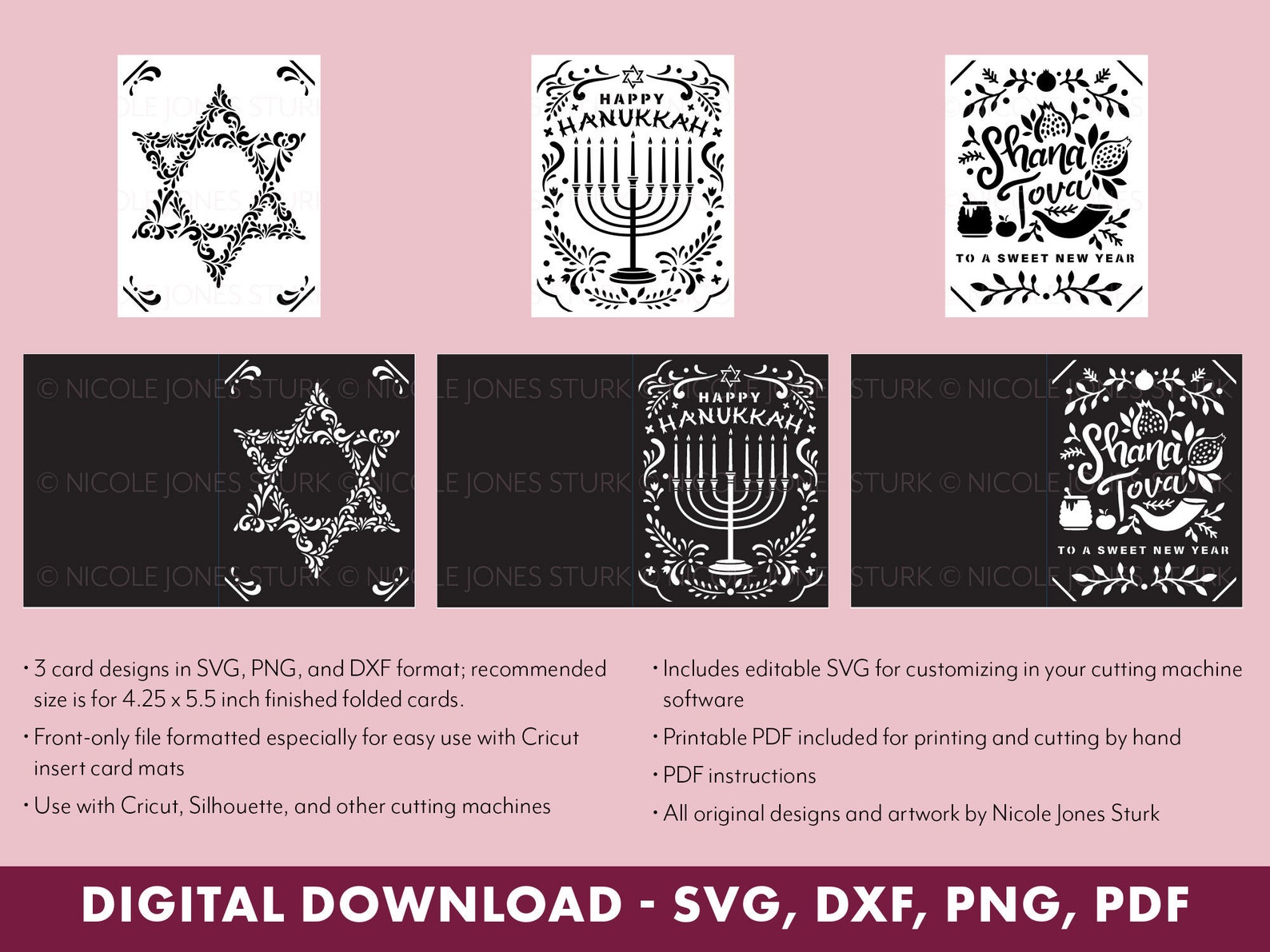 Jewish Holiday Insert Card Cut Files Bundle / SVG Card - Etsy
