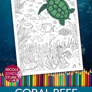 Coral Reef Ocean Printable Coloring Page / Digital Adult Coloring Page ...