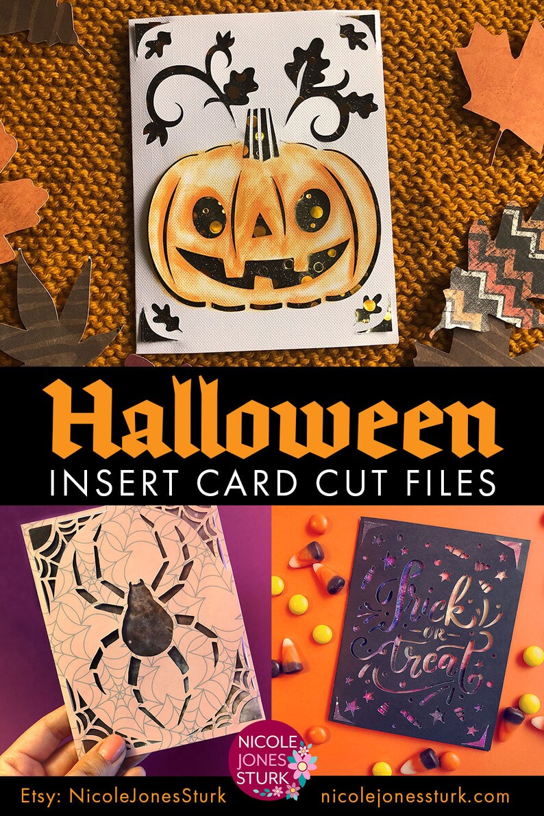 Halloween Card SVG Cut Files Bundle / Halloween Insert Card / - Etsy