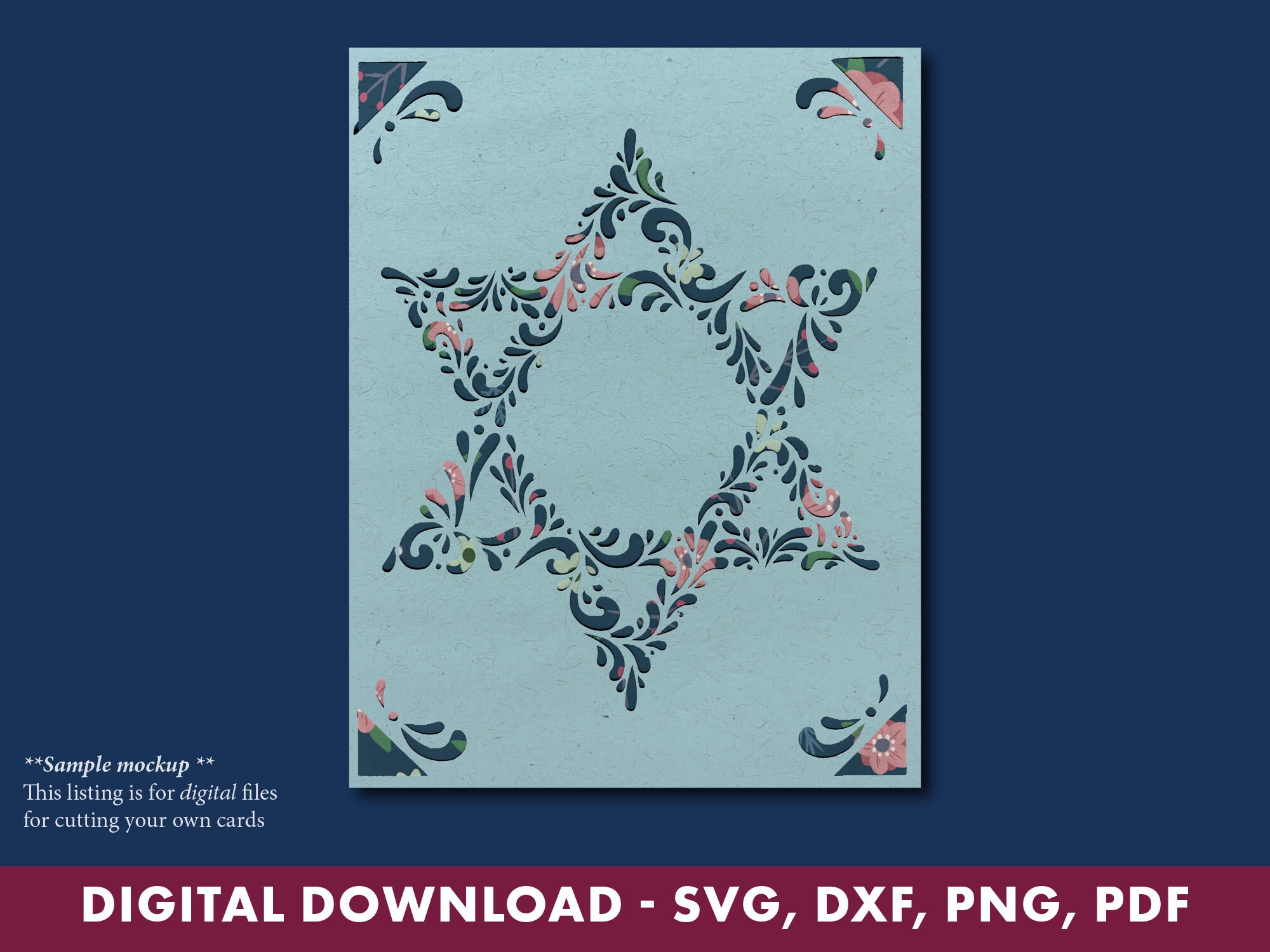 Star of David Insert Card Cut File / Jewish Holiday SVG Greeting Card ...