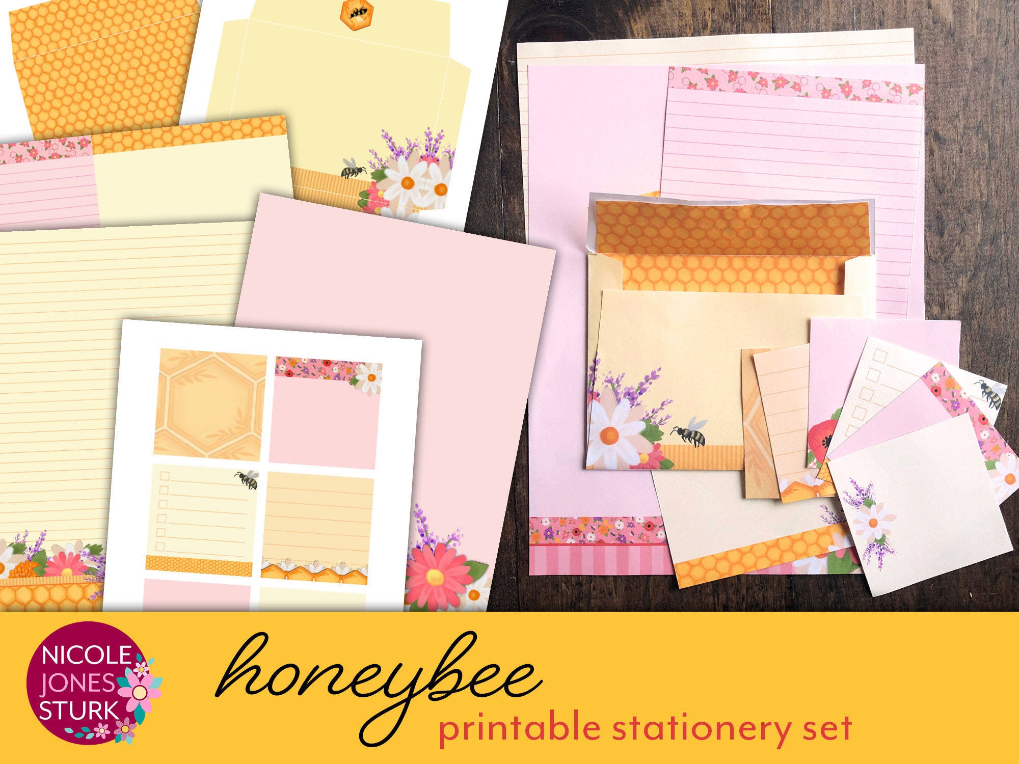 Honeybee Printable Stationery Set / Bee Printables / Papers | Etsy