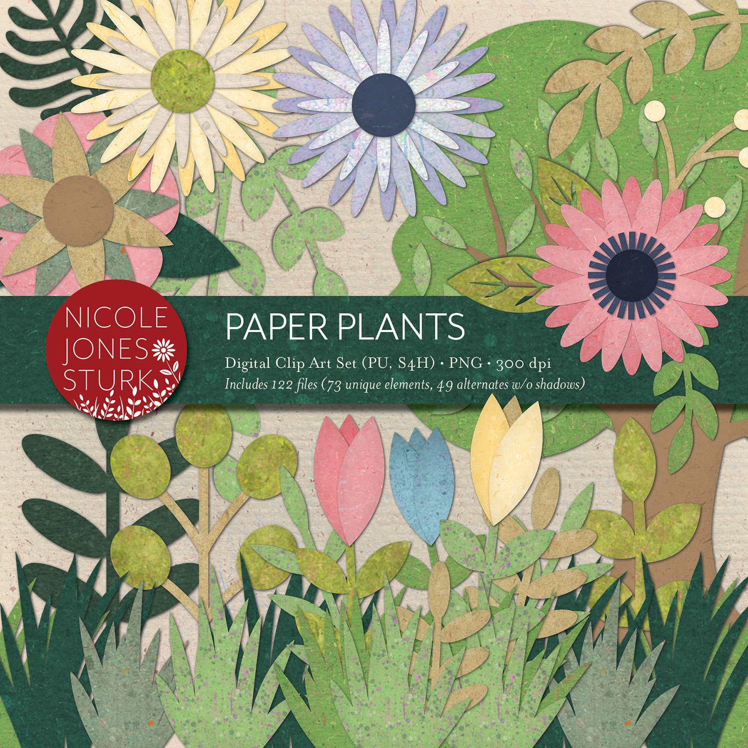 Paper Plants Digital Clip Art / Scrapbook Embellishments / Cut - Etsy