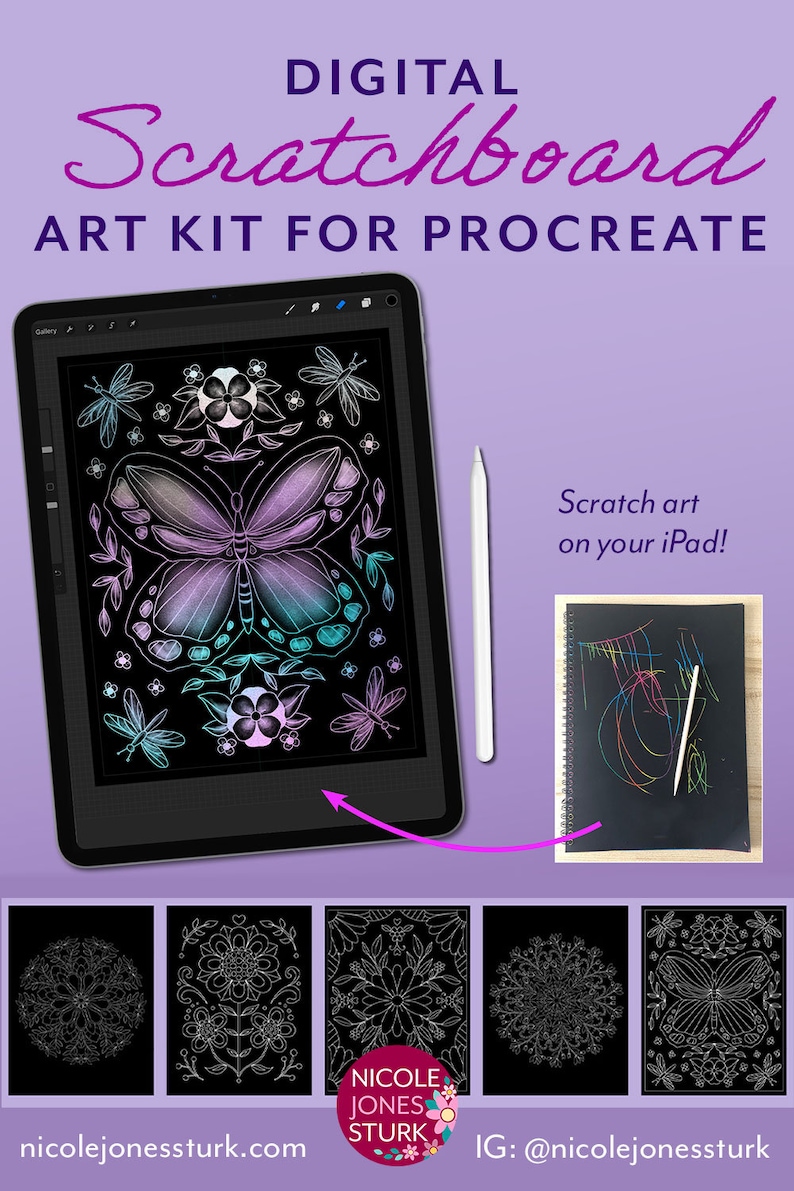 Digital Scratchboard Art Kit for Procreate on iPad / Layered Procreate ...