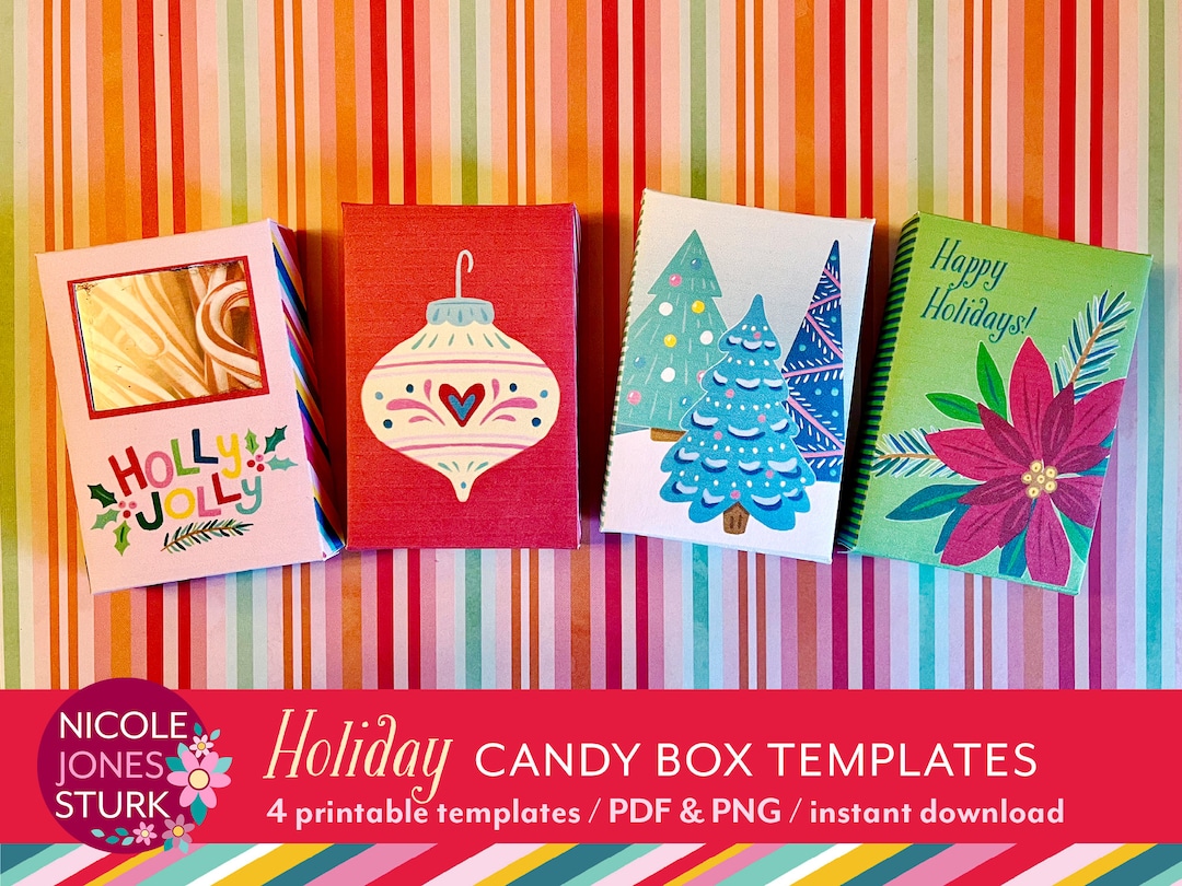 Holiday Candy Box Templates / Christmas Treat Boxes / Printable ...
