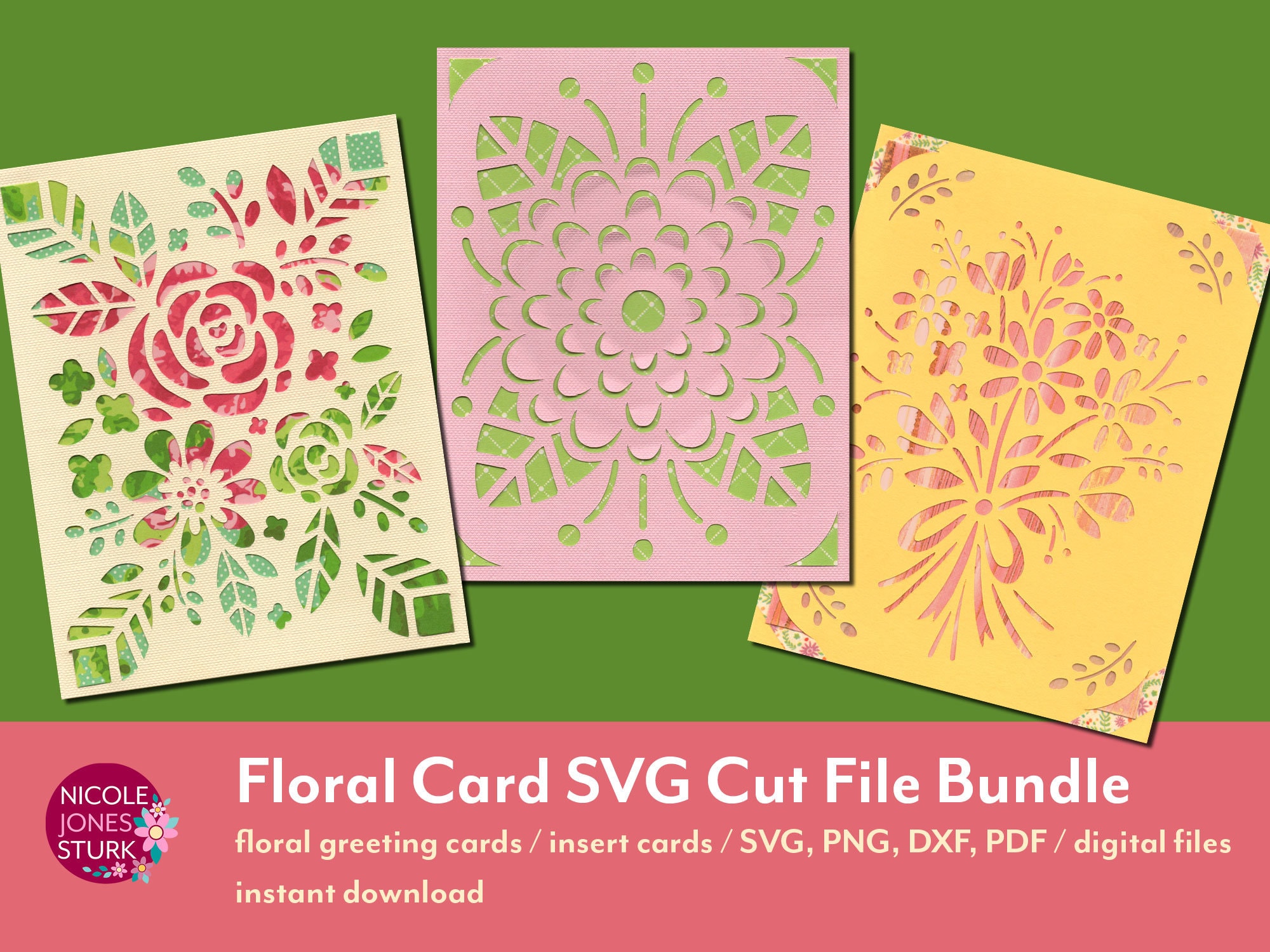 Floral Card SVG cut files bundle / insert card / greeting card | Etsy