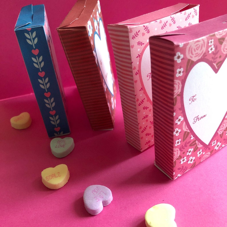 Valentines Heart Candy Boxes / Printable Craft / PDF and PNG / | Etsy