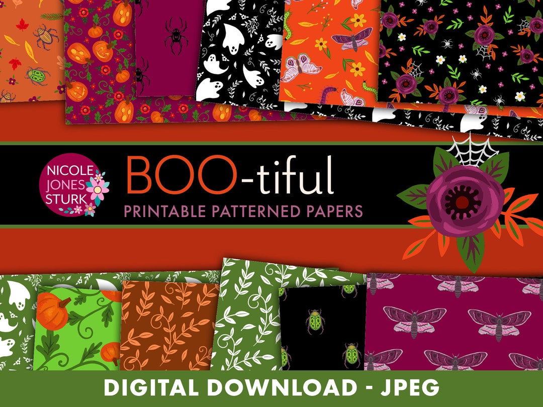 Boo-tiful Halloween Printable Patterned Paper / Halloween Scrapbook ...