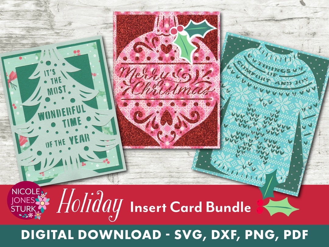 Holiday Insert Card Bundle / Christmas Greeting Card Templates / Insert ...