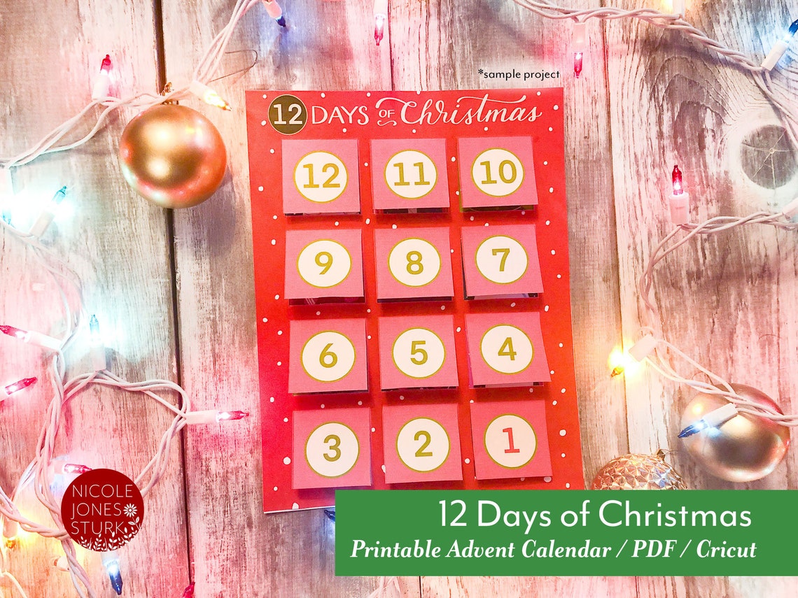 12 Days of Christmas / Cute Printable Christmas Advent Calendar / PDF ...