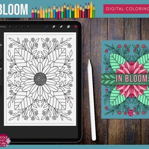 In Bloom Digital Coloring Book / Adult Coloring / Printable Coloring ...
