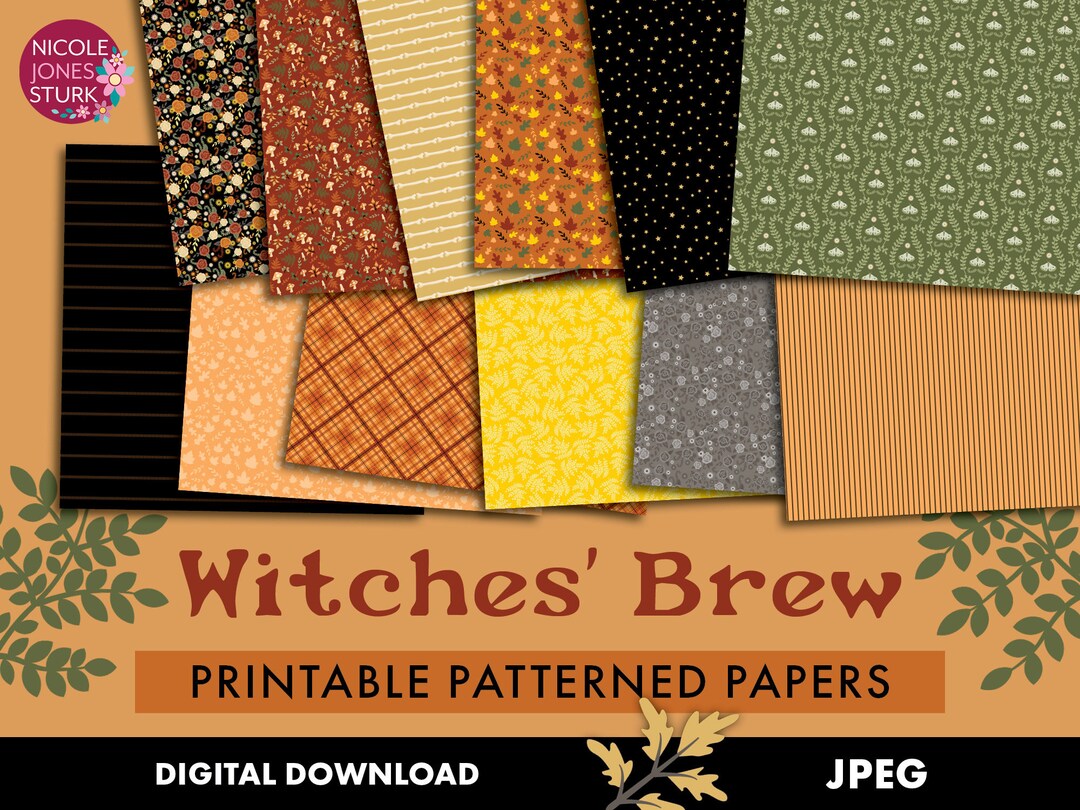 Witches' Brew Printable Patterned Paper / Halloween Scrapbook Paper ...