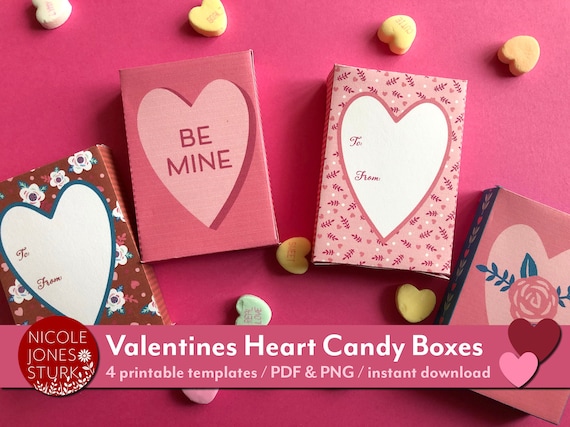 Valentines Heart Candy Boxes / Printable Craft / PDF and PNG / | Etsy