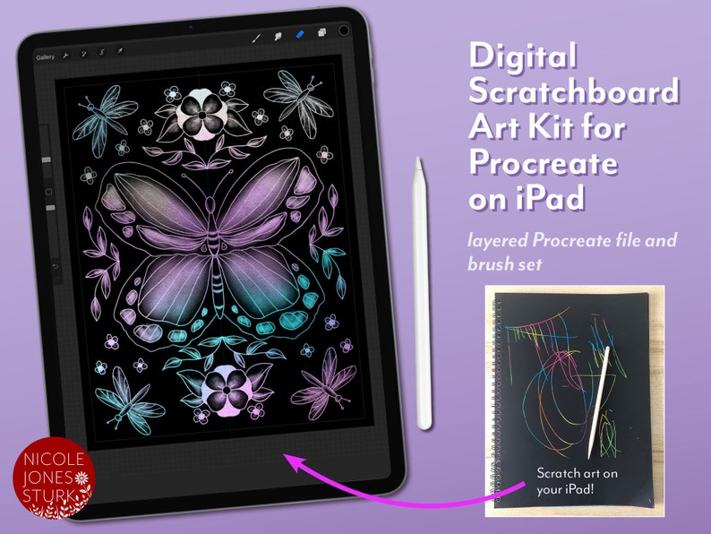 Digital Scratchboard Art Kit for Procreate on iPad / Layered Procreate ...