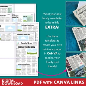 Mini Newspaper Template for Canva / Family Newsletter Template and ...