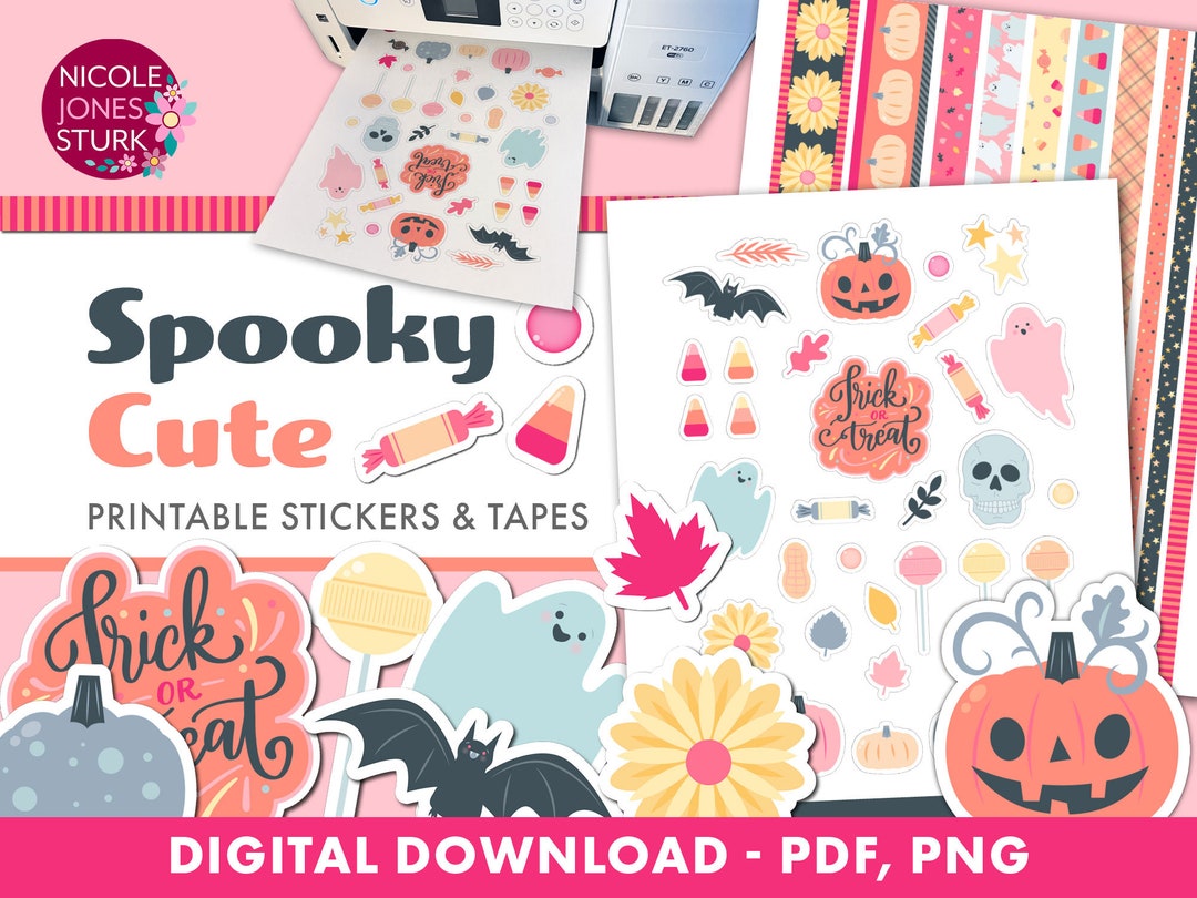Spooky Cute Printable Stickers and Tapes / Halloween Clip Art ...