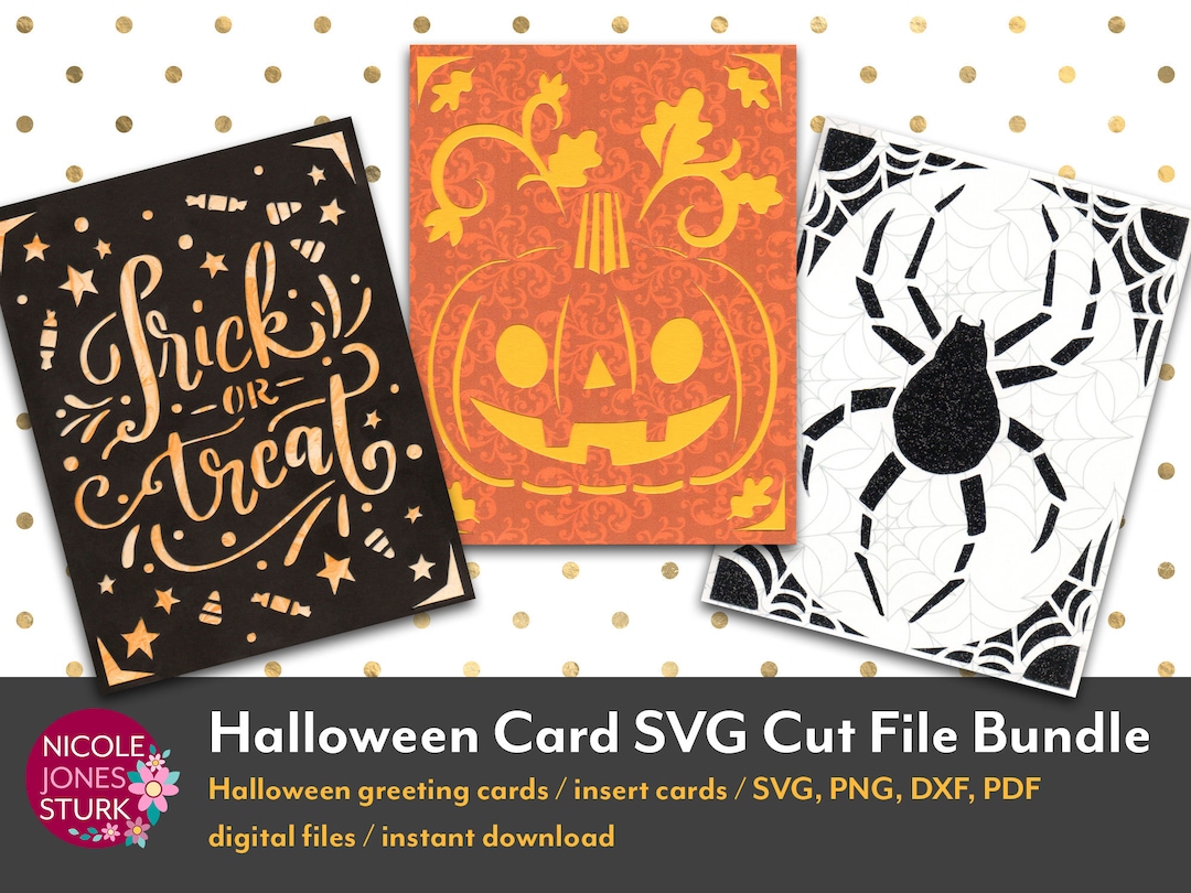 Halloween Card SVG Cut Files Bundle / Halloween Insert Card / Greeting ...