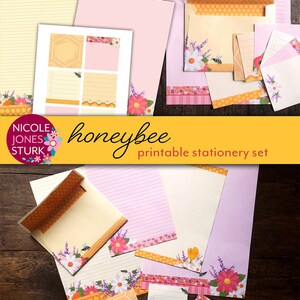 Honeybee printable stationery set / bee printables / papers | Etsy