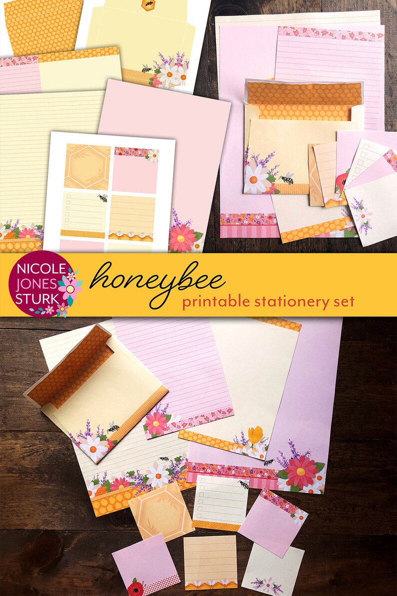 Honeybee Printable Stationery Set / Bee Printables / Papers | Etsy