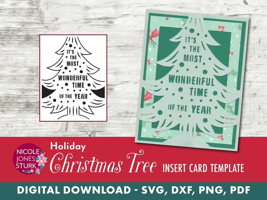 Christmas Tree Insert Card Template / Holiday Greeting Card / Insert ...