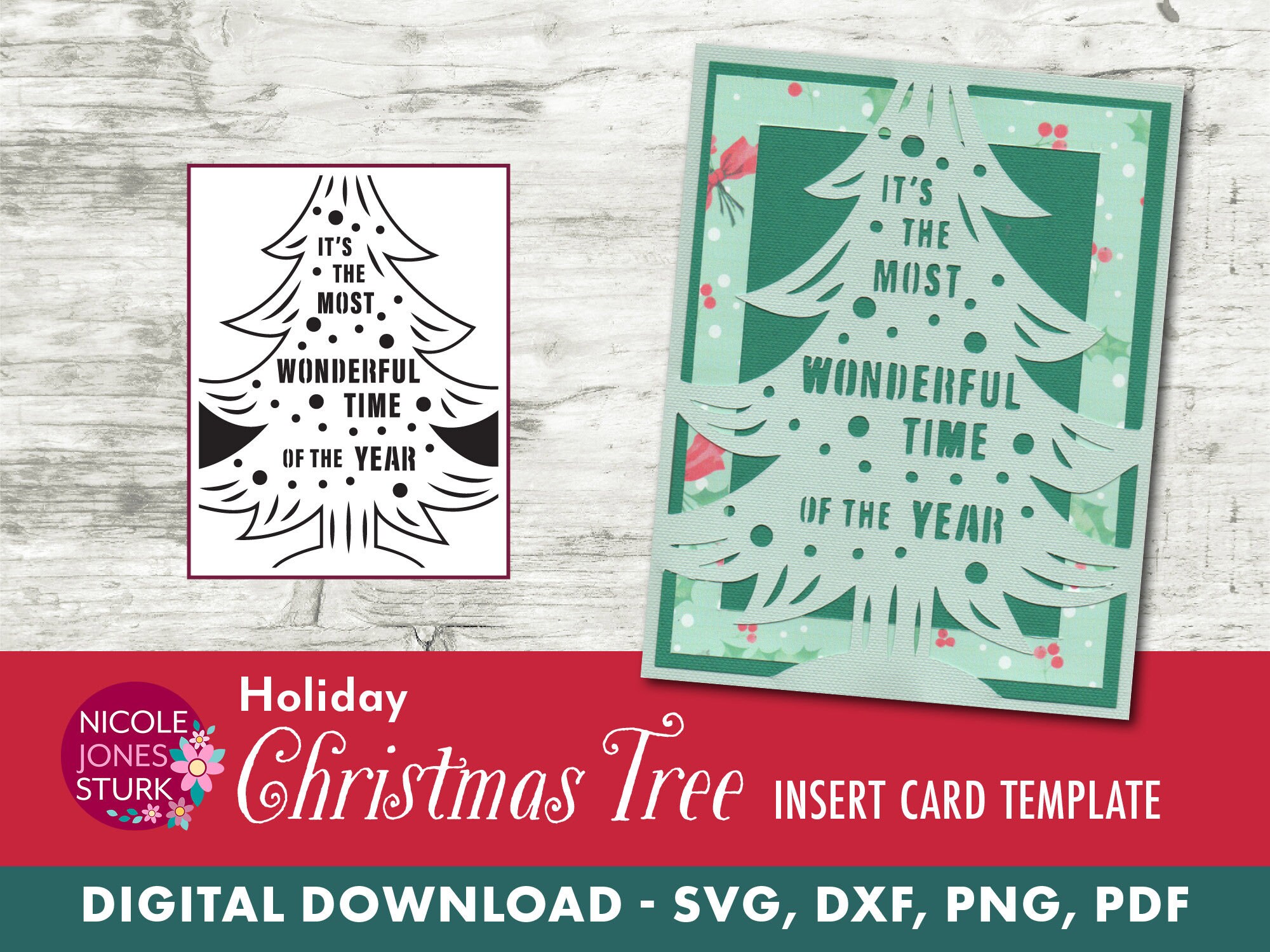 Christmas Tree Insert Card Template / Holiday Greeting Card / - Etsy
