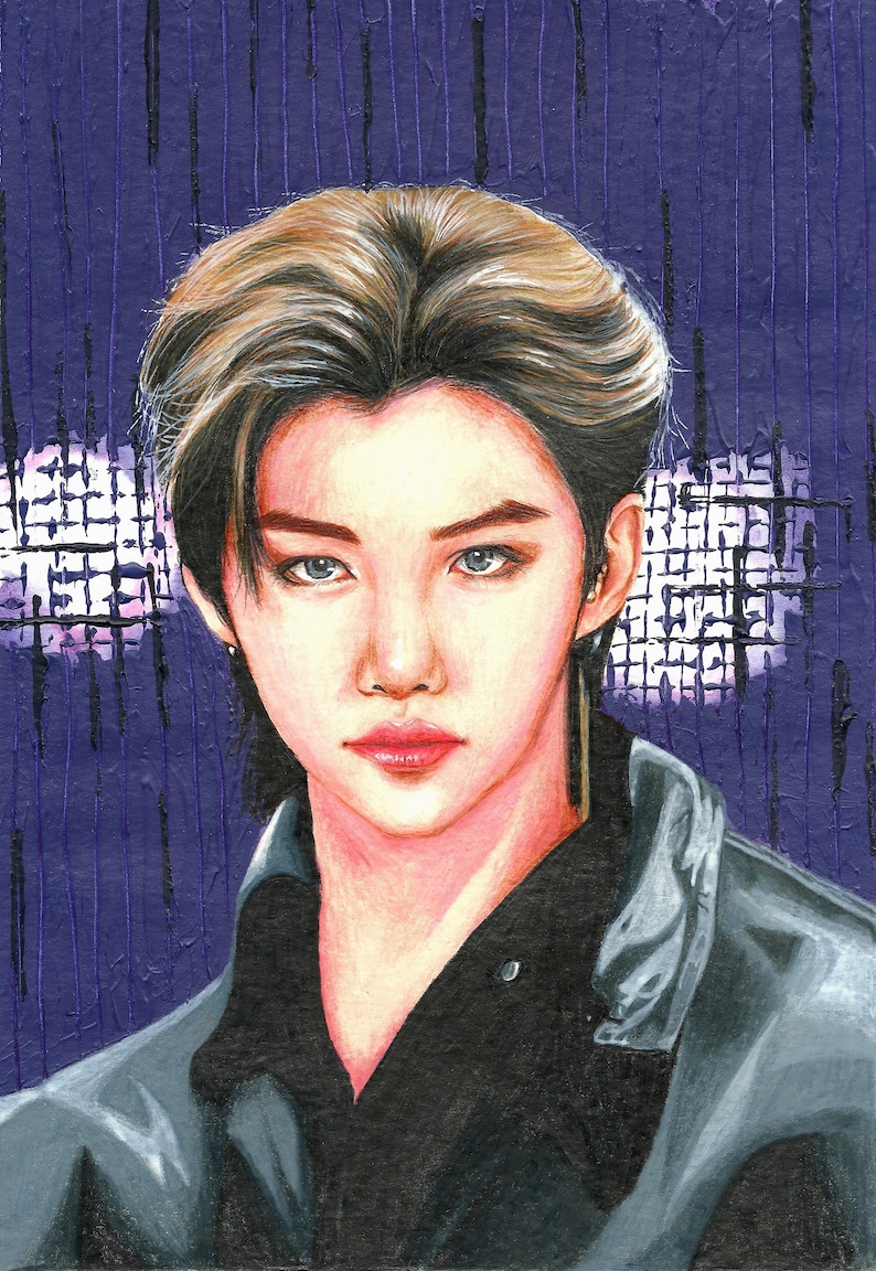 Felix Stray Kids Portrait Handmade Drawing Kpop Wall Art Decor - Etsy
