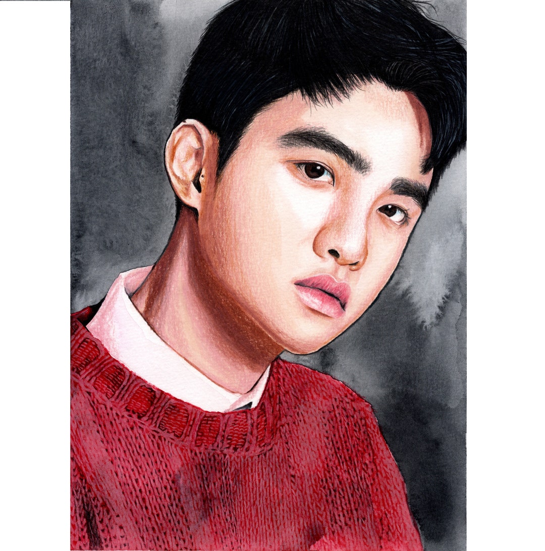 EXO D.O. Portrait Handmade Drawing Kpop Wall Art Decor - Etsy UK