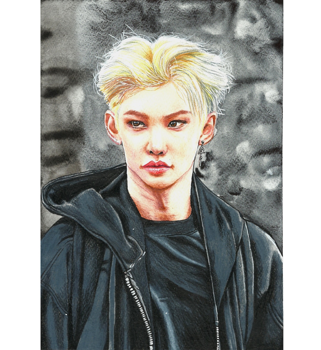 Felix Stray Kids retrato hecho a mano dibujo kpop Wall Art - Etsy España
