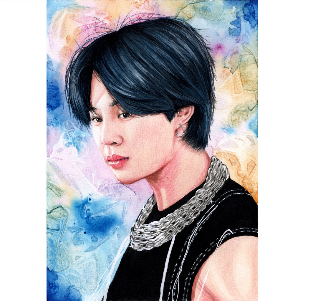BTS Jimin "on" Portrait Handmade Drawing Kpop Wall Art Decor - Etsy