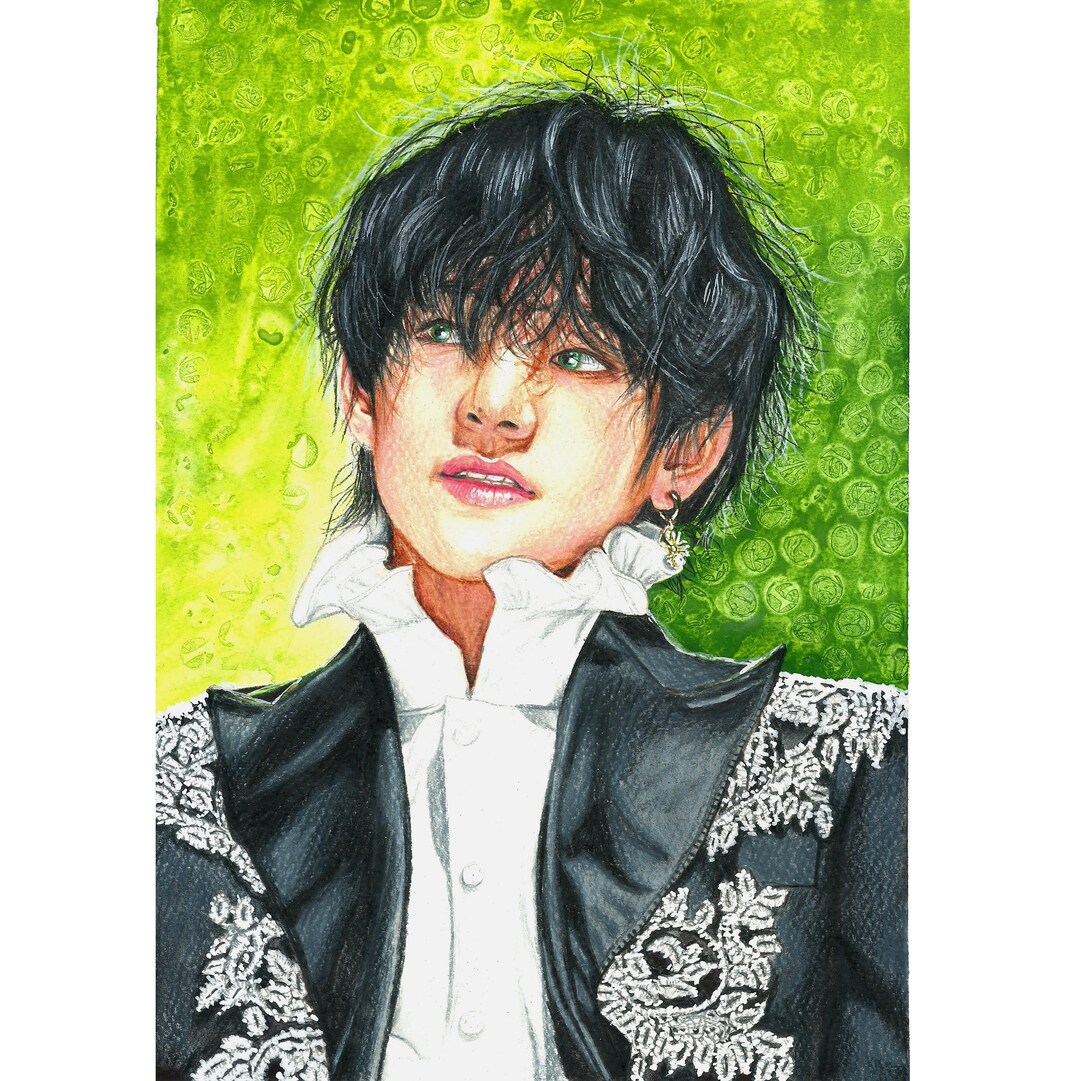 BTS V Portrait Handmade Drawing Kpop Wall Art Decor - Etsy