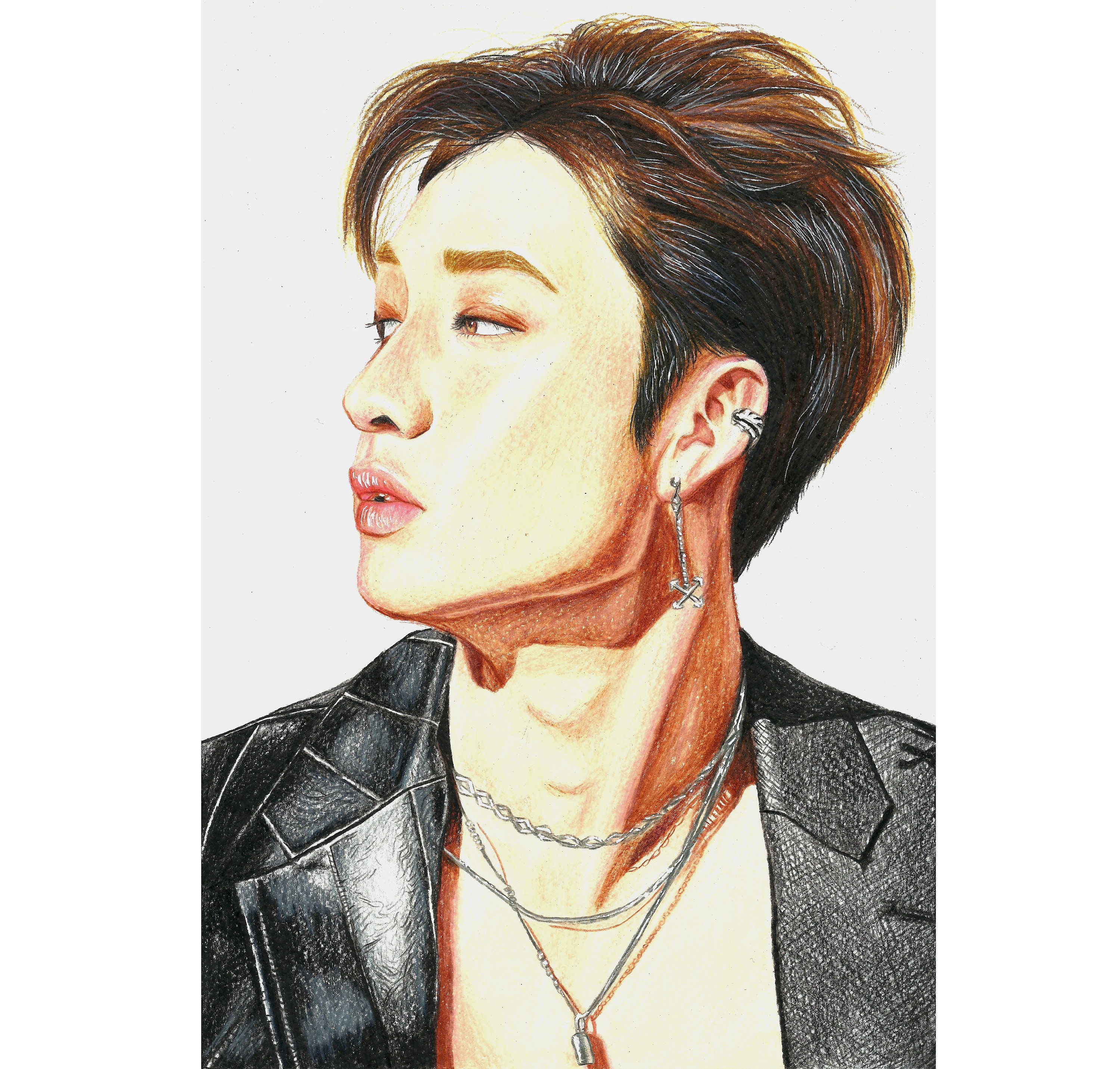 Stray Kids's Bang Chan Portrait Handmade Drawing Kpop Wall Art Decor - Etsy
