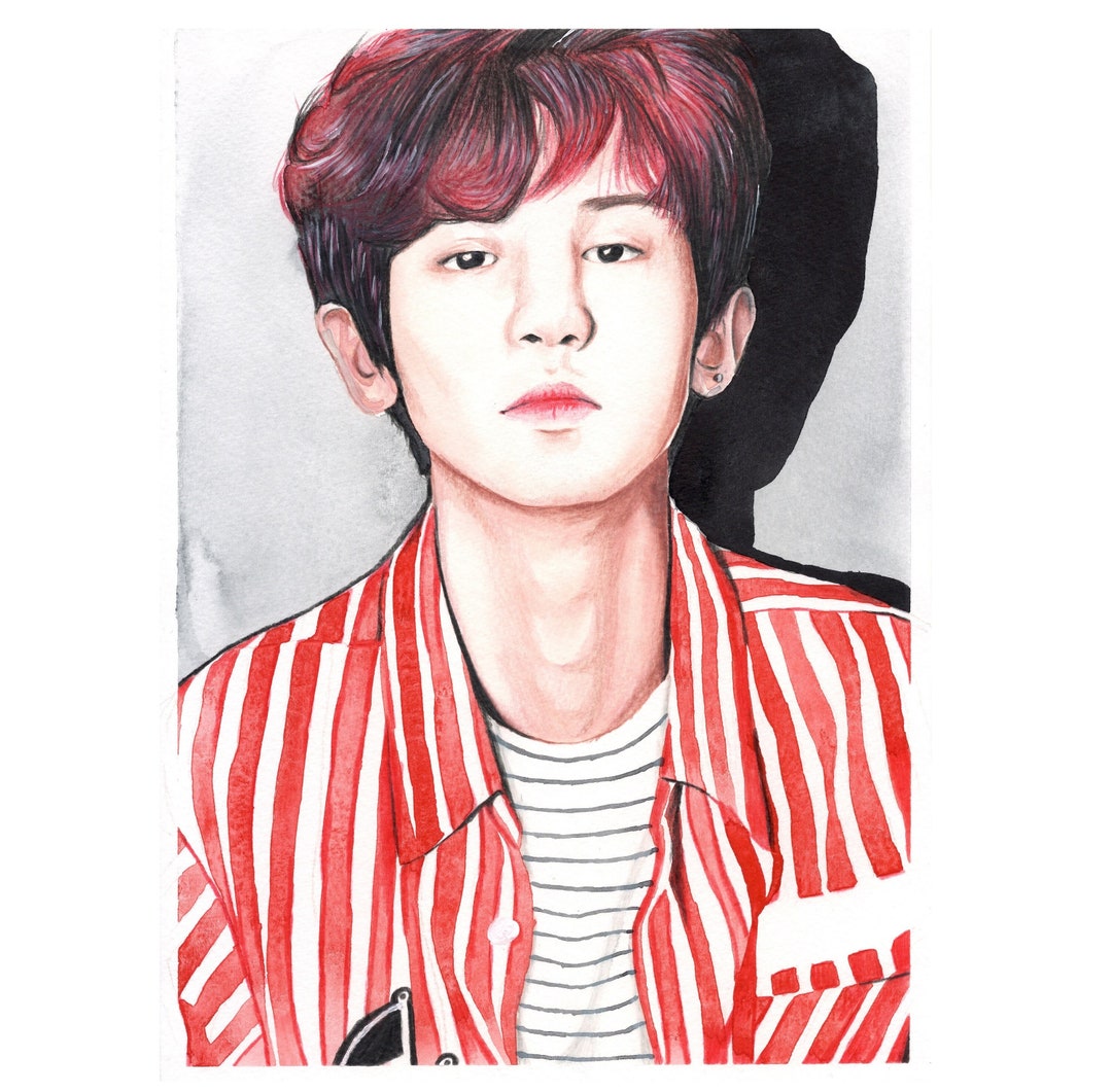 Chanyeol EXO Portrait Handmade Drawing Kpop Wall Art Decor - Etsy