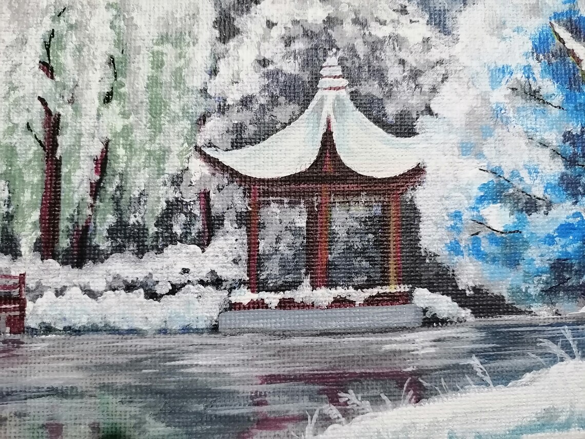 Painting Winter Japan Acrylic Alechancreations Wall Art for - Etsy